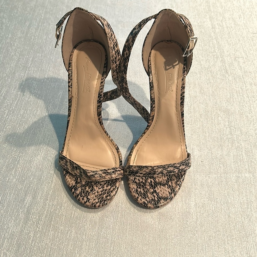 Anne Michelle Snakeskin Strap Heels - Gem